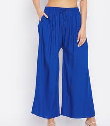 Royal-blue plain rayon palazzo-pants - Clora Creation - 3767694