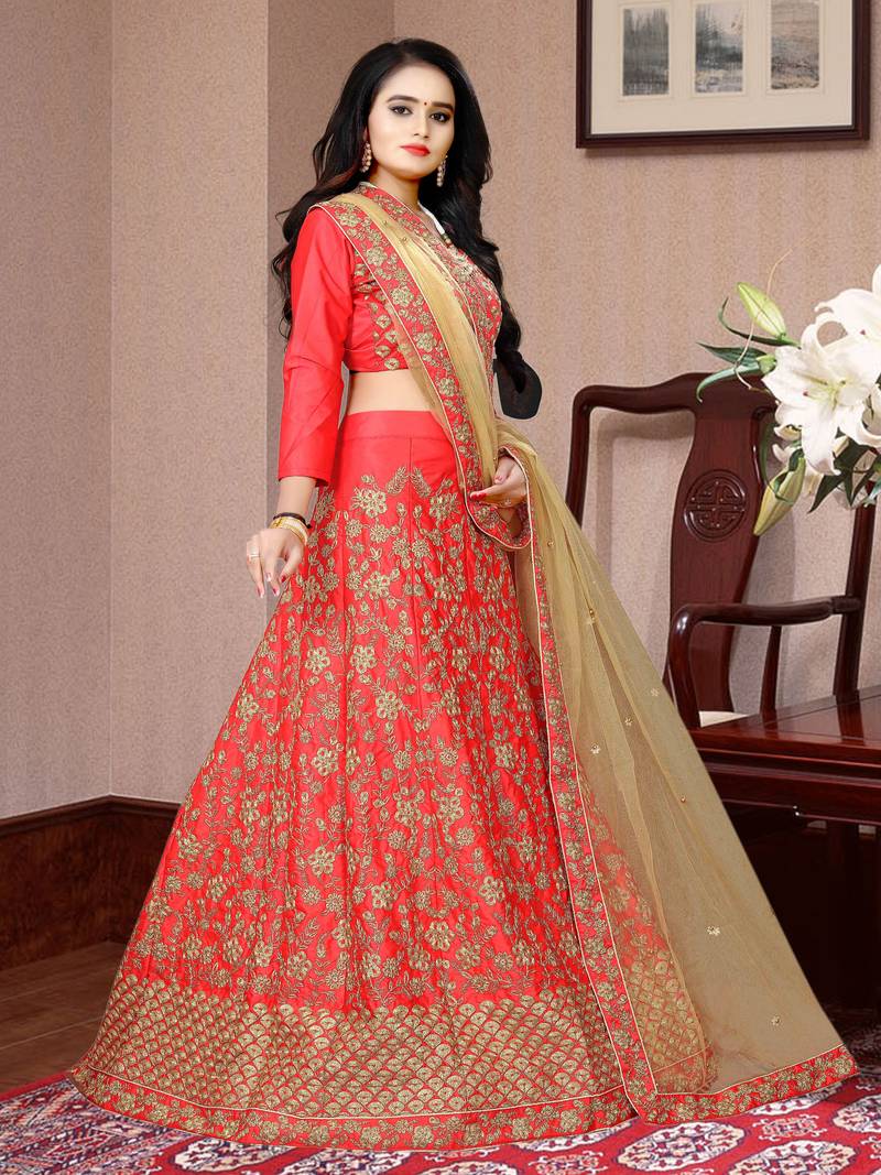Tomato Red Colour Dulhan Lehenga Choli , Wedding Lehenga Choli, Party ...