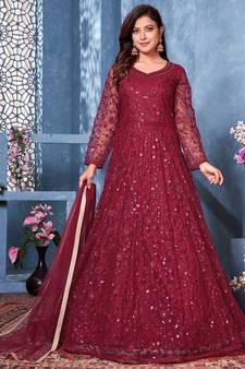 Net Salwar Kameez- Buy Designer Net Suits Online @ Mirraw