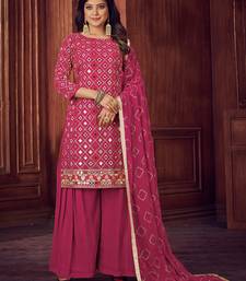 Pink embroidered georgette salwar - Monjolika - 3799063