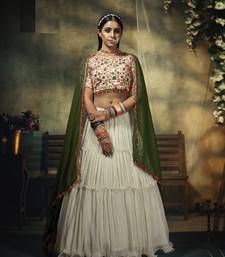 White embroidered georgette stitched lehenga - shreematee - 3800968