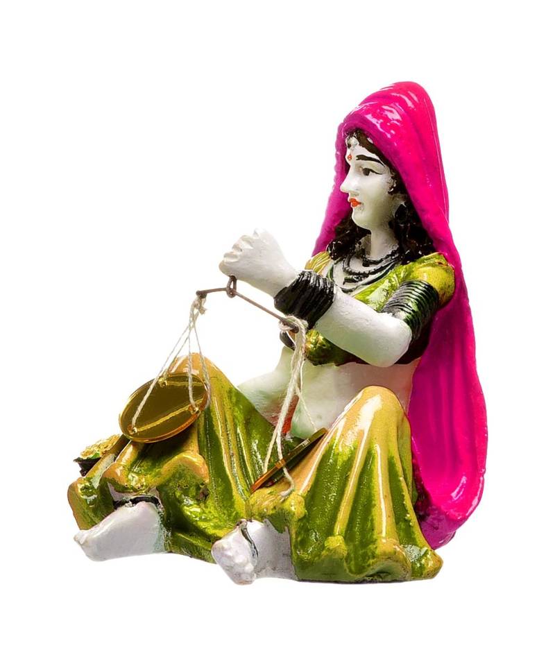 Karigaari India Polyresine Tarazoo women Rajasthani Showpiece for Home ...