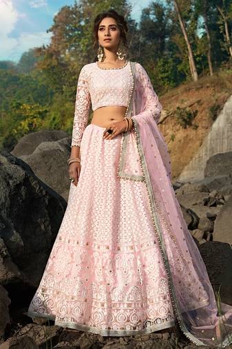 Pink Lehengas Online - Shop Light Baby Pink Lehenga Choli For Women