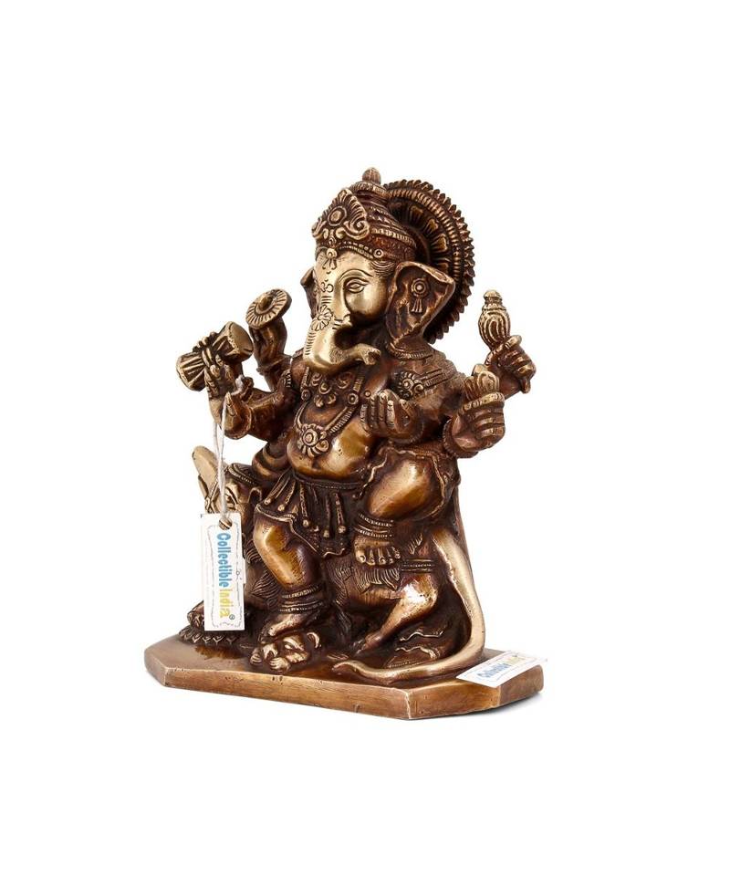 Lord ganesh Ganesha murti Sitting On Mushak Idol Handmade Statue | God ...