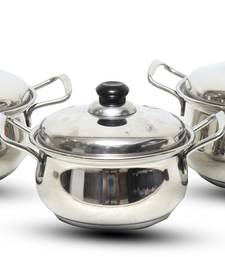 BENGANI Stainless Steel Induction Bottom Handi Set With Lid Set Of 3 ...