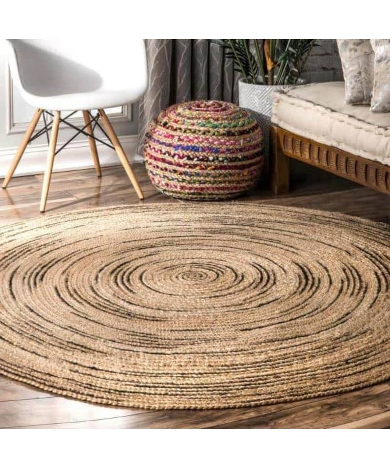 YADURAJ CARPETS Chelsea Braided Jute Natural Handwoven Round Rug 9X9 Ft ...
