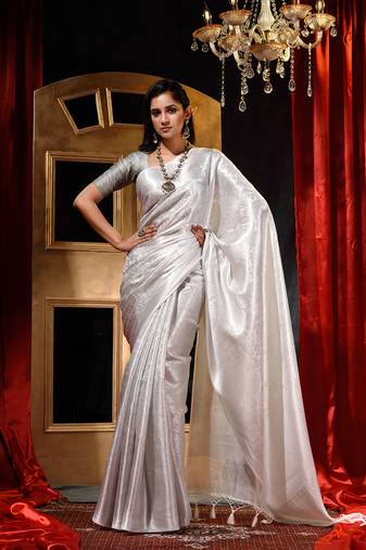 White Saree | Shop Snow, Floral, Seashell, Ivory White Sarees Online