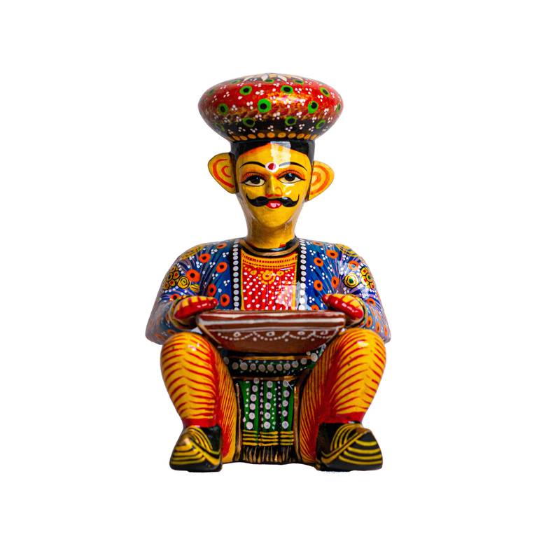 Wooden Bawla Musician Showpiece | Bawla Puppets (6 Inches Multicolor ...