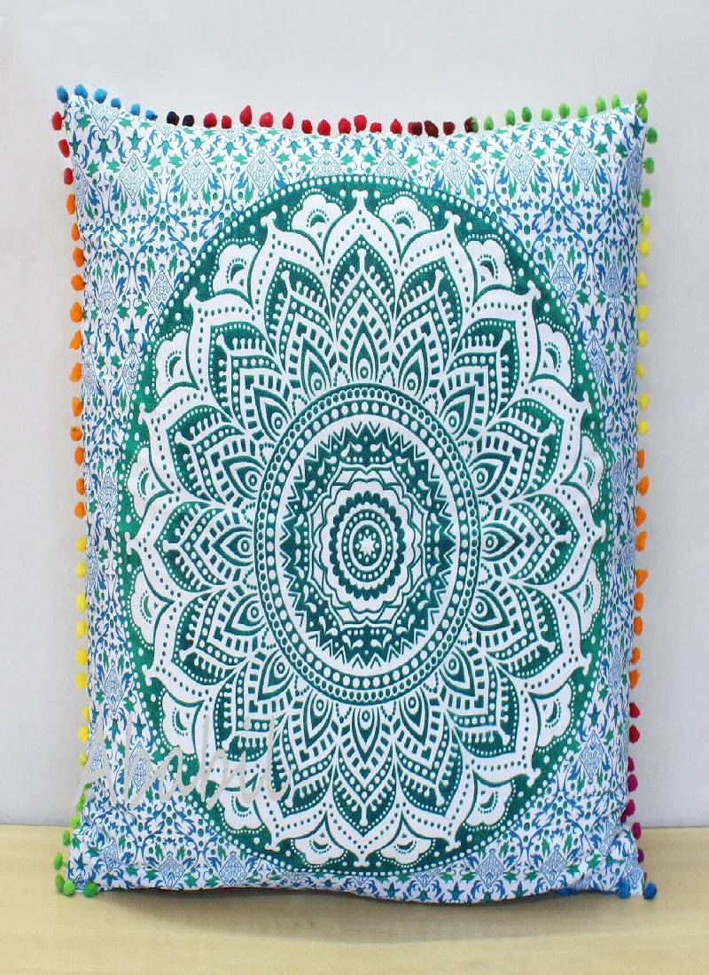 White & Blue Mandala Large Cushion Covers ative Large Pillows Case ...