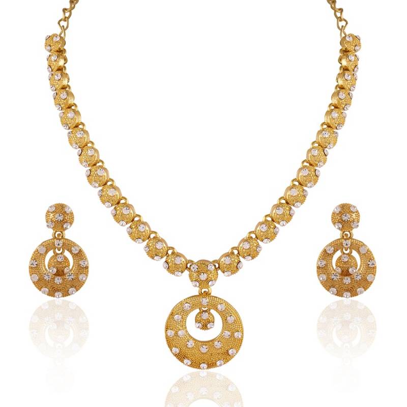 Gracefull Gold Plated Australian Diamond Stone Necklace Set - RICH LADY ...