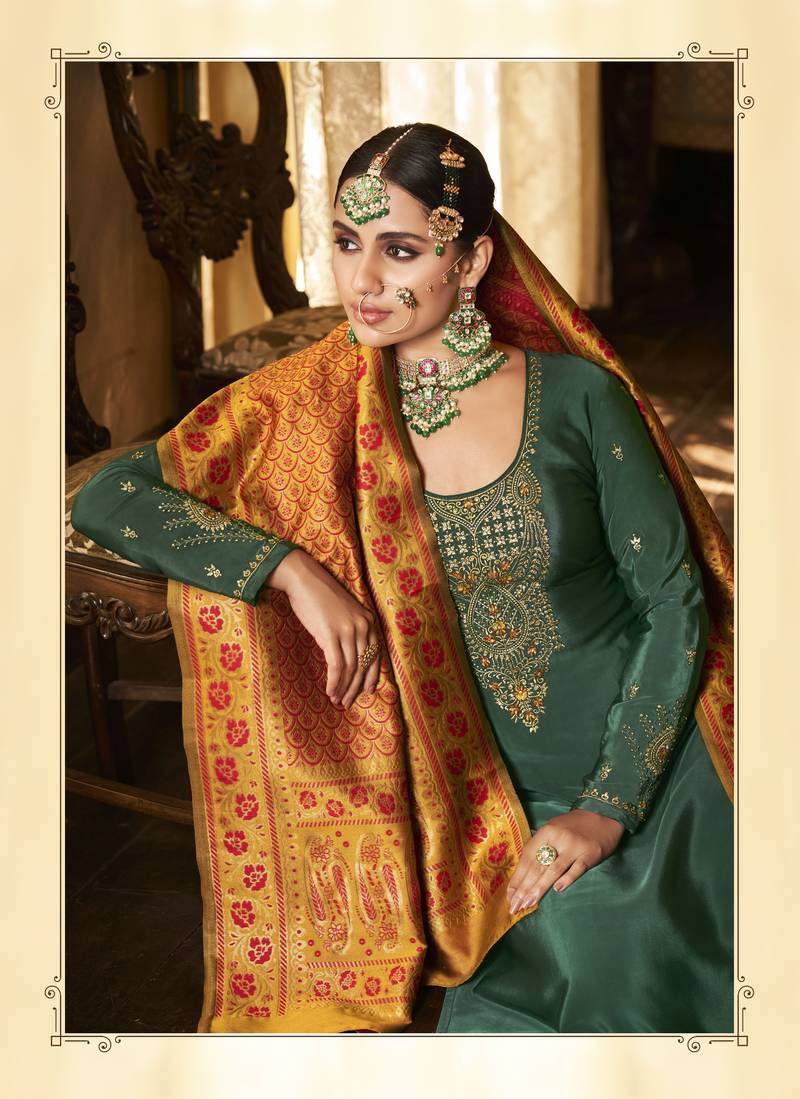 Green Work,Wevon Designer Soarer Crepe unstitched Designer pant silk ...