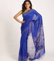 Royel Blue Matka Silk Handloom Traditional Jamdani Saree - Angoshobha ...