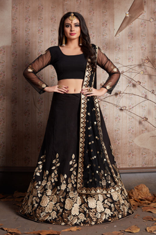 Black Lehenga : Buy Black Color Lehenga Designs @ Low Prices USA,UK