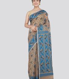 Pinkloom Women'S Beige Hand_Woven Cotton Jamdani Saree Without Blouse - PinkLoom - 3923877