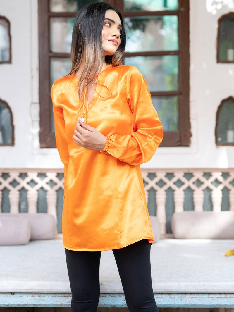 Orange plain satin party-tops - Tistabene - 3927927