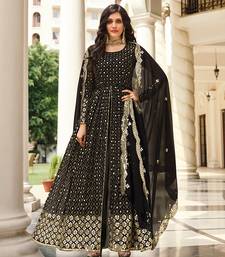 Dark-brown sequins georgette salwar - Monjolika - 3929253