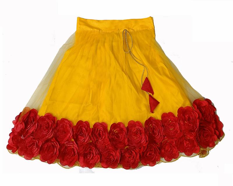 Yellow embroidered taffeta girls-top-bottom - New Creation - 3930733