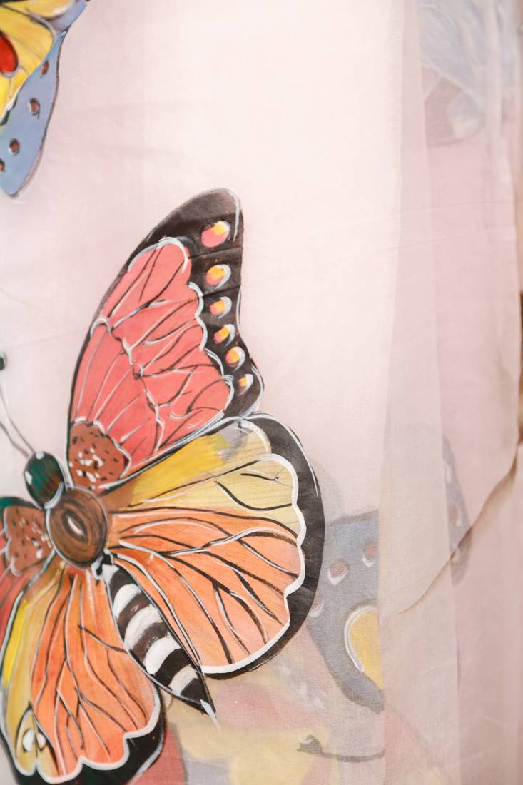 Hand painted colourful butterfly light purple organza saree - PHEETA ...