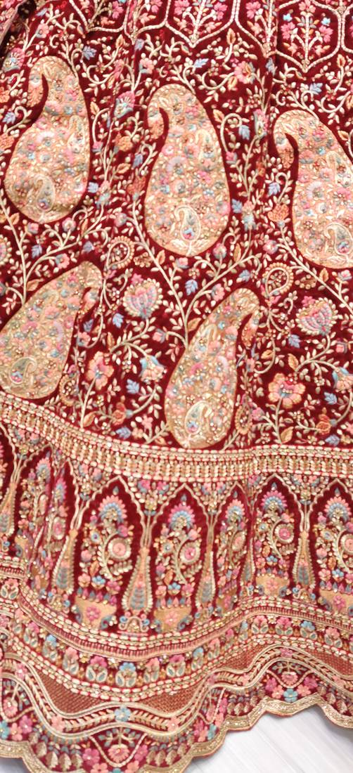 Dark Rani Pink Exclusive Velvet Bridal Wear Lehenga Choli - Gajiwala ...