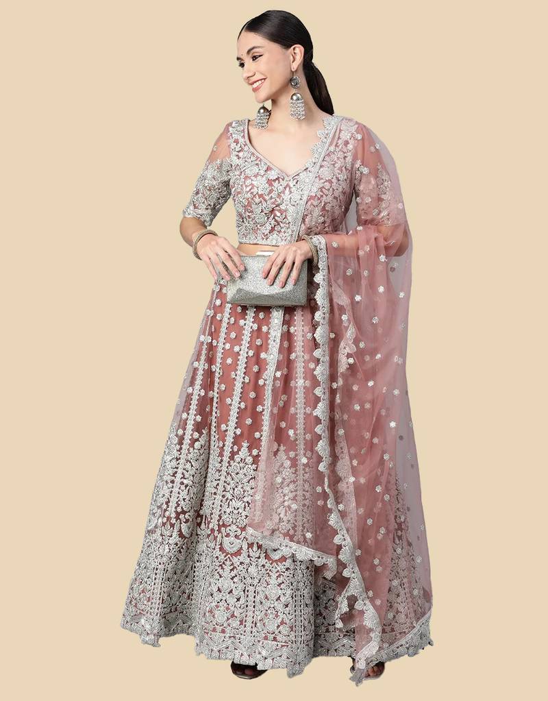 Lehenga Choli Net Based Coffee - KREATAGHNA COLLECTION - 3951826