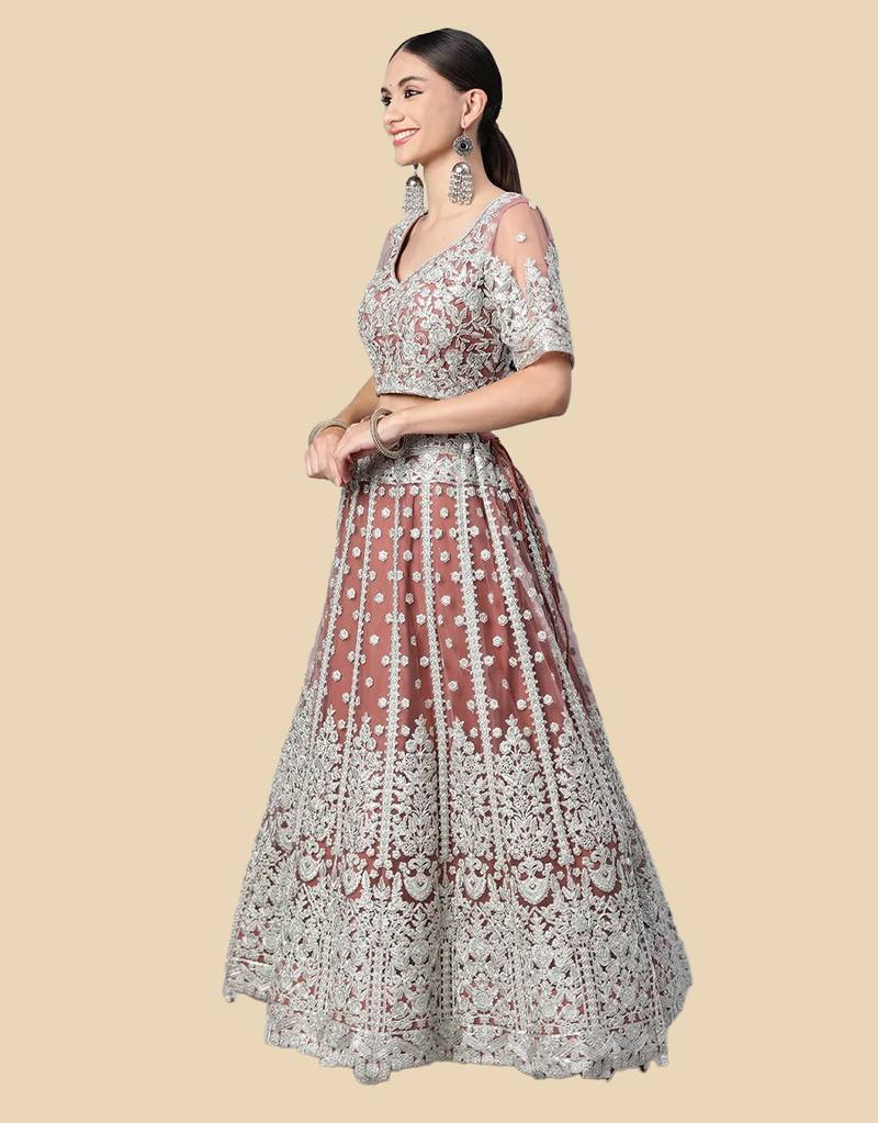 Lehenga Choli Net Based Coffee - KREATAGHNA COLLECTION - 3951826