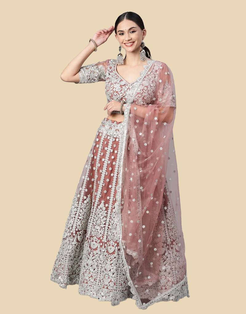 Lehenga Choli Net Based Coffee - KREATAGHNA COLLECTION - 3951826