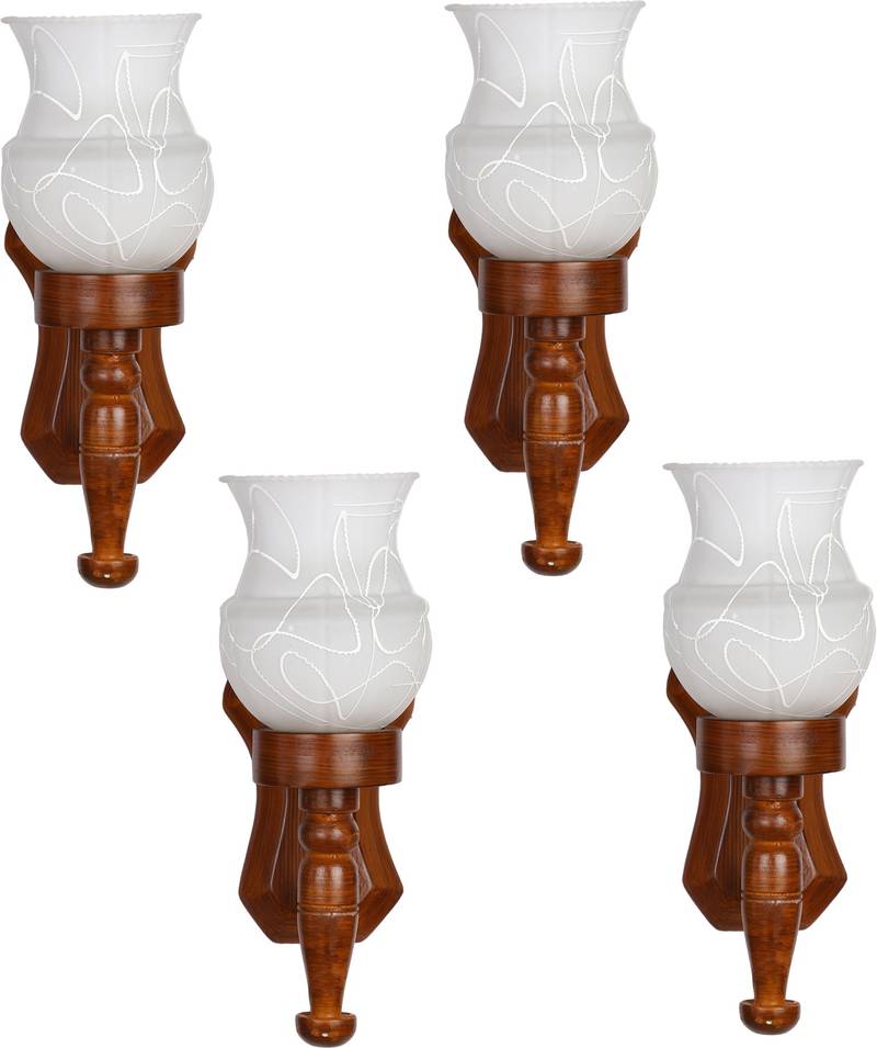 LED Compactable Wood & Glass Wall Lamp Light - L1, Pack Of 4 - Afast ...