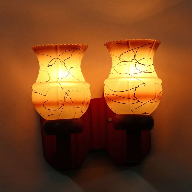 LED Compactable Wood & Glass Wall Lamp Light - AZ1, Pack Of 1 - Afast ...