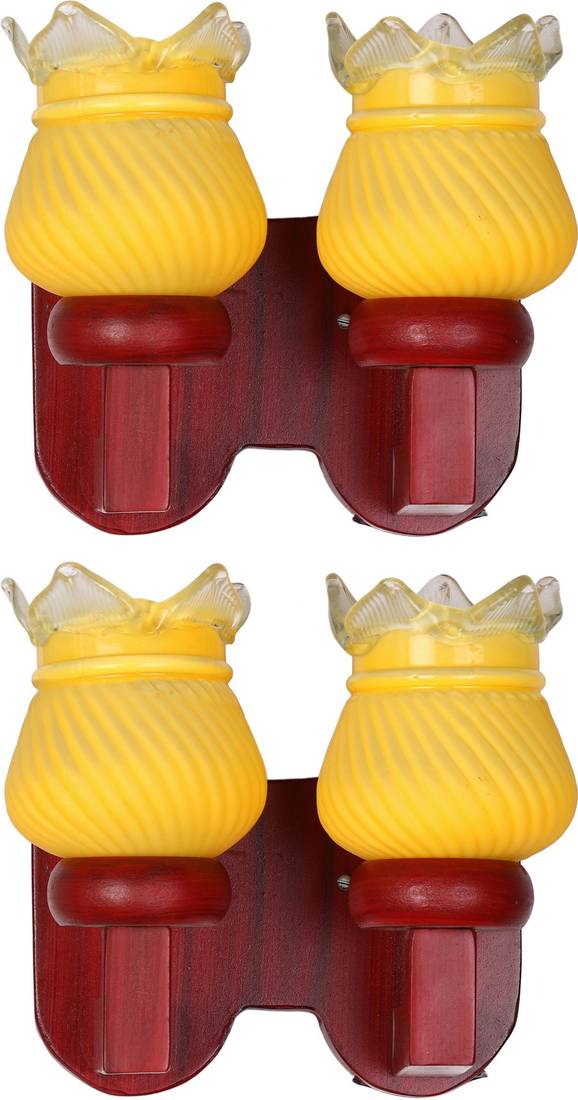 LED Compactable Wood & Glass Wall Lamp Light - BA1, Pack Of 2 - Afast ...