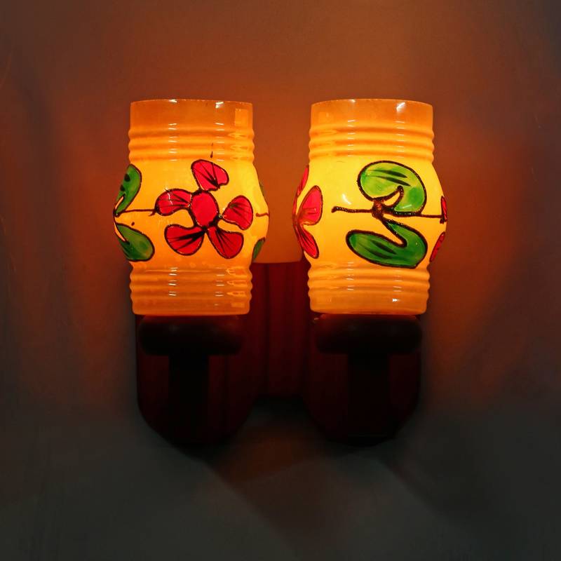 LED Compactable Wood & Glass Wall Lamp Light - BB1, Pack Of 2 - Afast ...