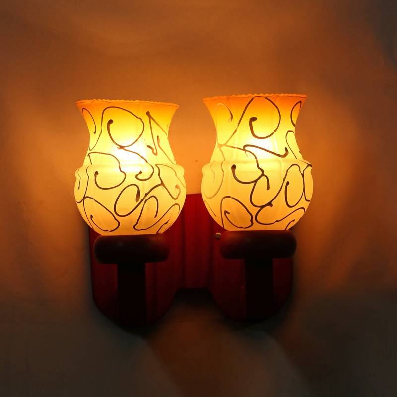 LED Compactable Wood & Glass Wall Lamp Light - BE1, Pack Of 1 - Afast ...