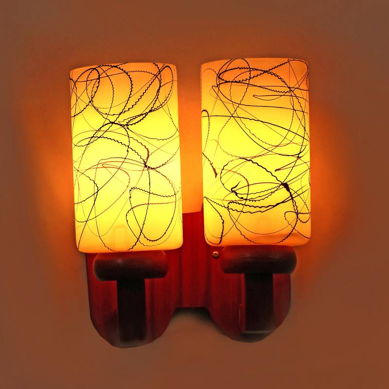 LED Compactable Wood & Glass Wall Lamp Light - BN1, Pack Of 4 - Afast ...