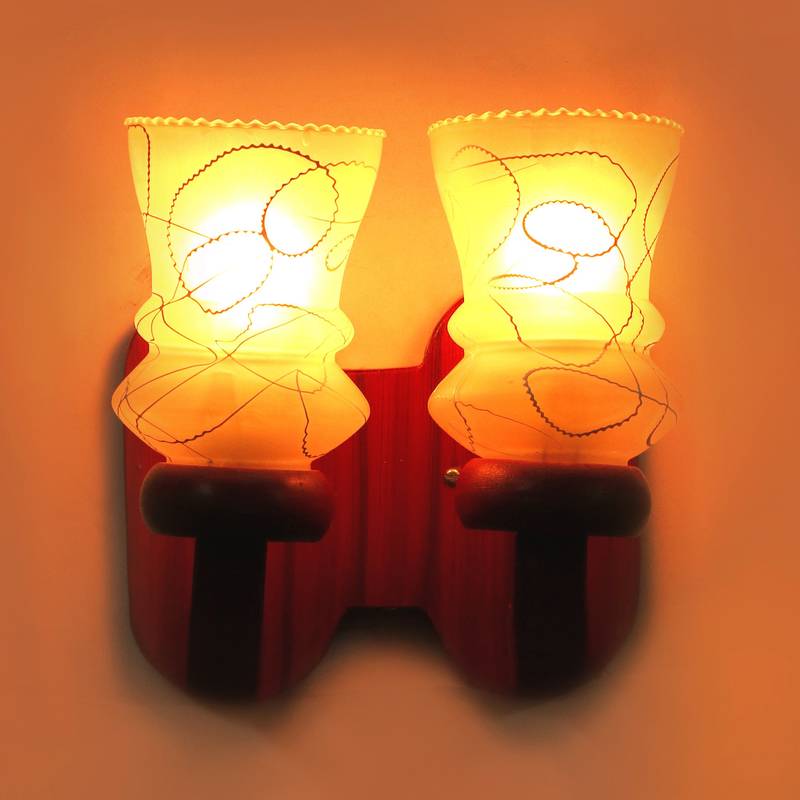 LED Compactable Wood & Glass Wall Lamp Light - BO1, Pack Of 4 - Afast ...