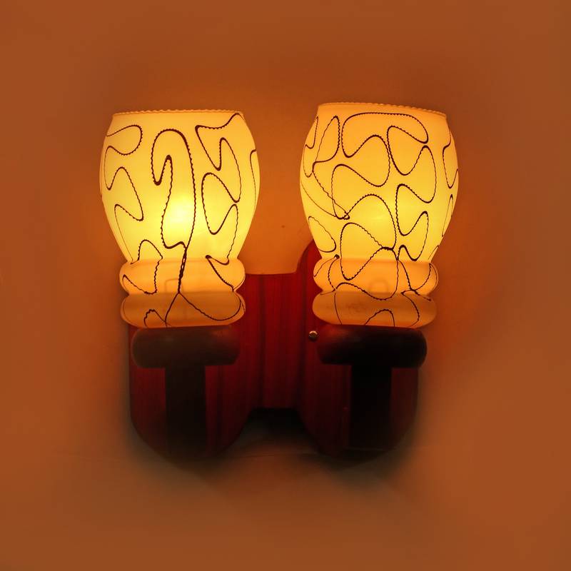 LED Compactable Wood & Glass Wall Lamp Light - BP1, Pack Of 1 - Afast ...