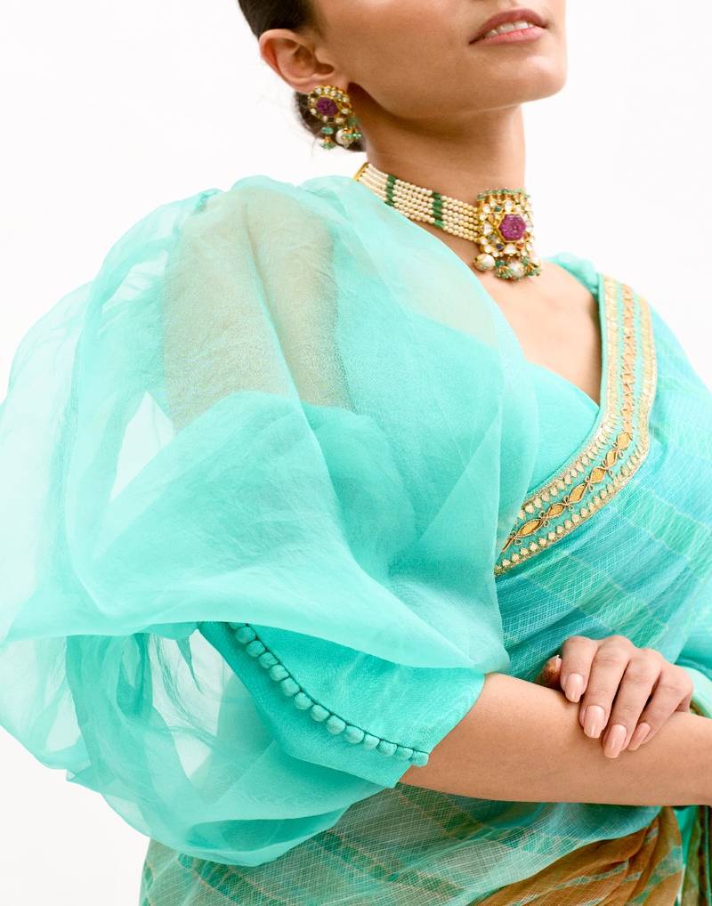 Puff Sleeves Silk Blouse - AARTI SETHIA - 3955303