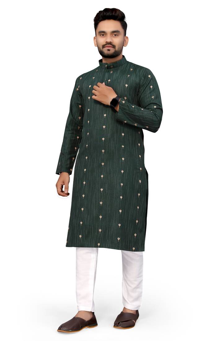Bottle green Color Woven Viscose Rayon Styles Men's Wear Kurta ...