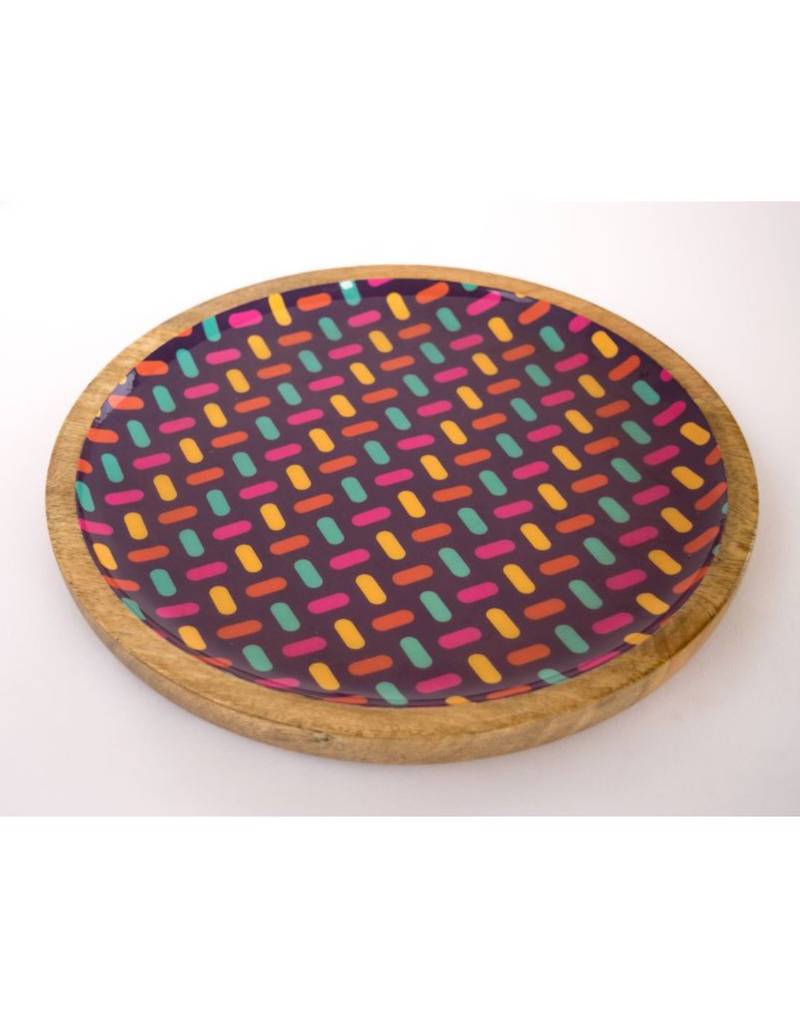 Printed Serving Platter with Small Bowl - Colour Bar - The Pitara Project - 3961150