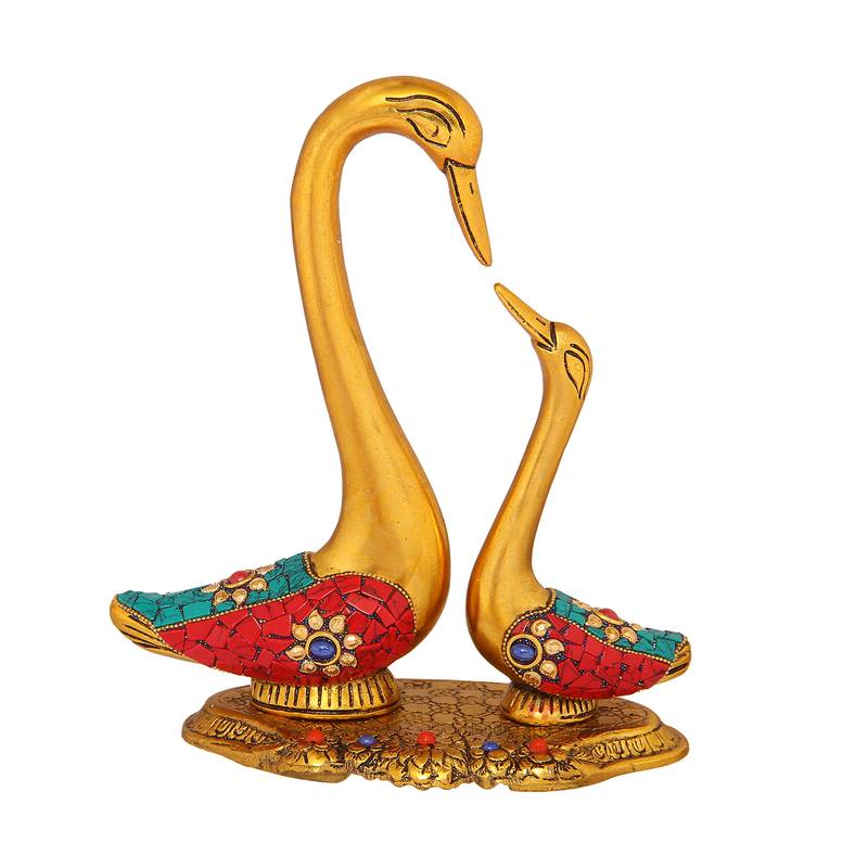 Handicrafts Paradise Metal Decorative Swan with Stone Work Figurine ...