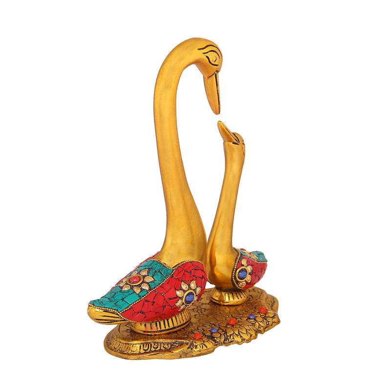 Handicrafts Paradise Metal Decorative Swan with Stone Work Figurine ...