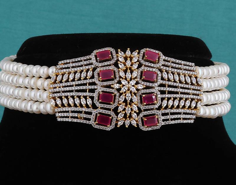 Real Natural Hyderabadi pearls choker Set With Certificate - Pitti ...