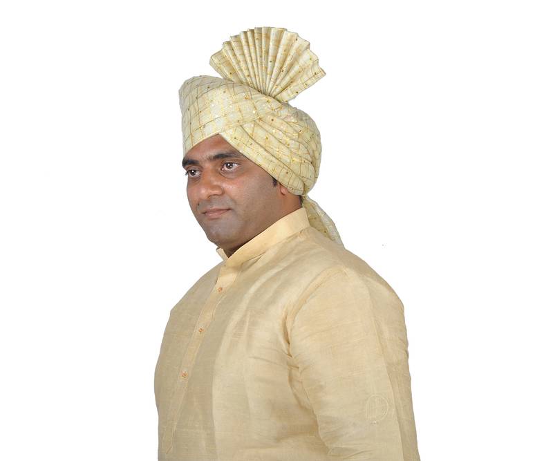 Jari Tickli Cream Kolhapuri Pheta Turban - KALAPURI - 586290