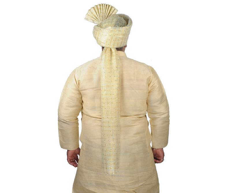 Jari Tickli Cream Kolhapuri Pheta Turban - KALAPURI - 586290