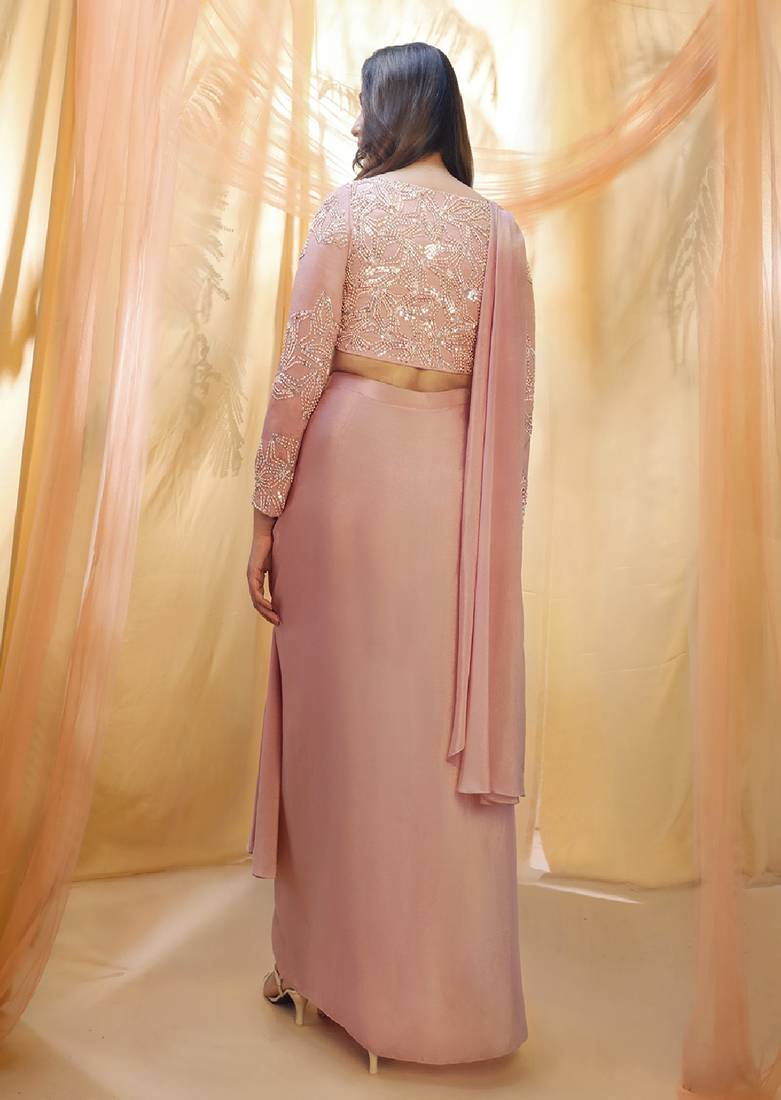 Rose gold dhoti set - MASUMI MEWAWALLA - 3967207