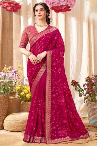 Buy Pure Chiffon Saree Online - Mirraw