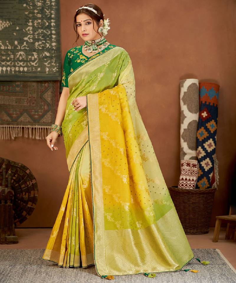 Multi Art Silk Zari Weaving Saree With Diamond Work - Vishal Prints ...