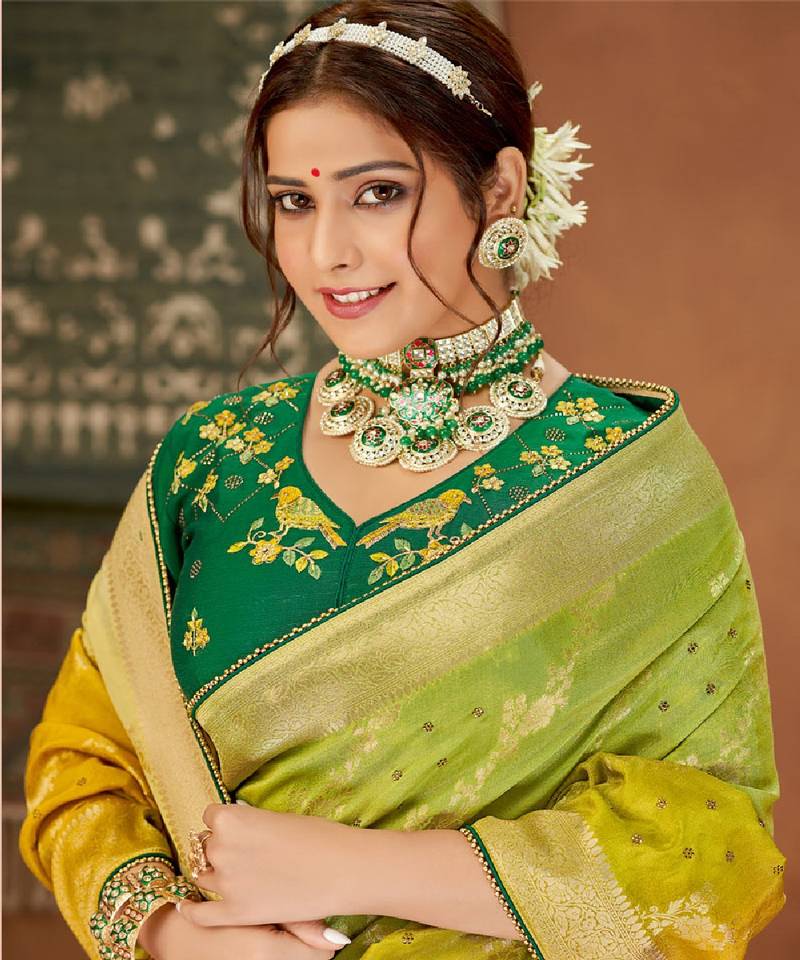 Multi Art Silk Zari Weaving Saree With Diamond Work - Vishal Prints ...