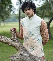Ivory Hand Paint Nehru Jacket - JATIN MALIK - 3955311