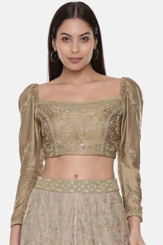 Gold Blouse Online - Shop Gold Color Blouse Designs & Patterns
