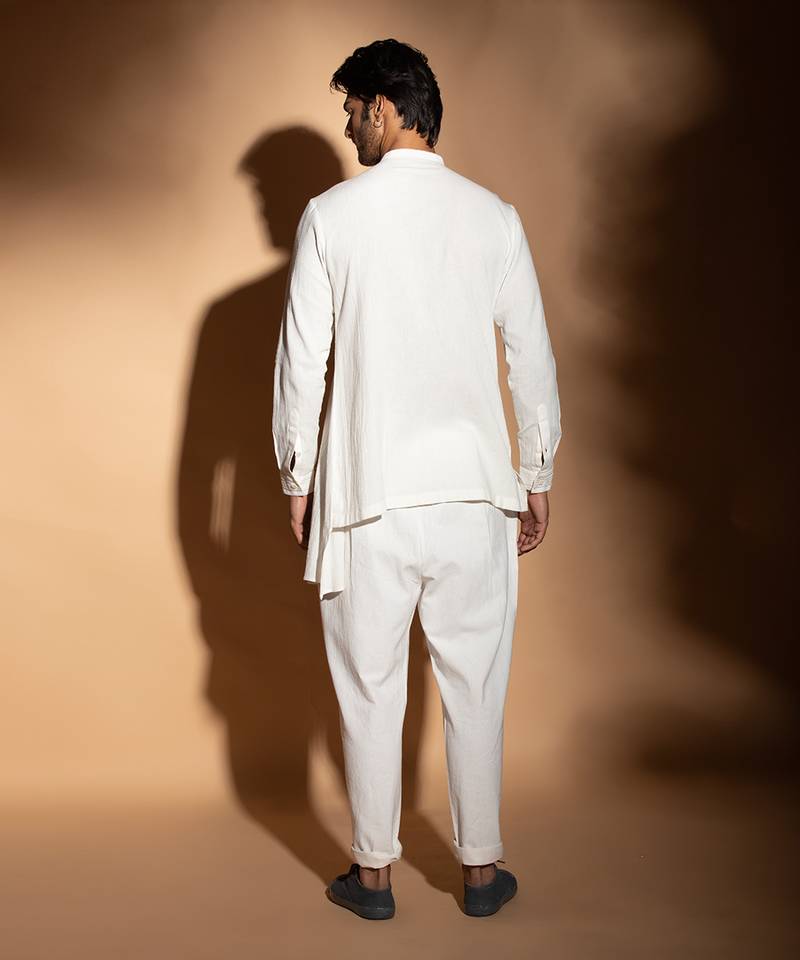 Off White Asymmetric Box Kurta - STUDIO ERROR - 3954262