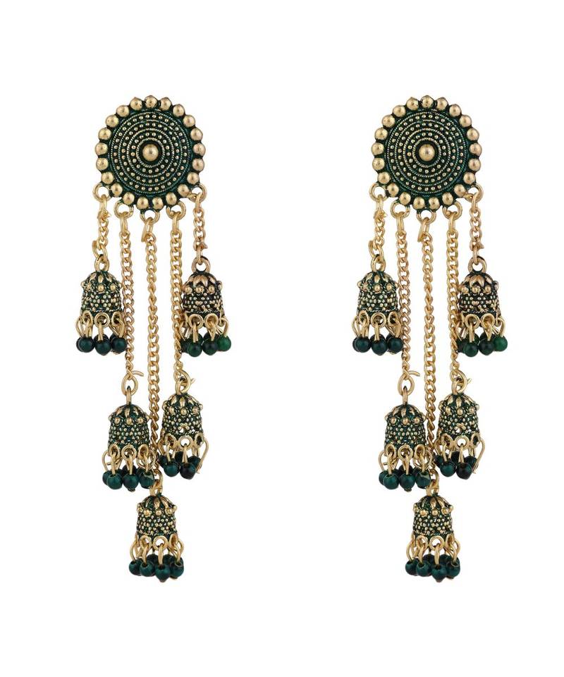 Antique Gold Dangle and Drop Jhumka Earring - Mode Mania - 3978439